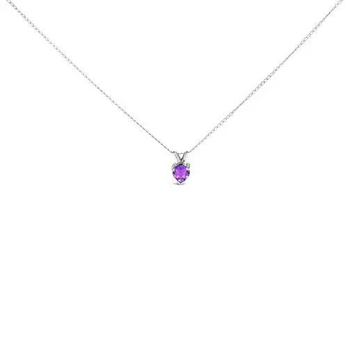 HAUS OF BRILLIANCE 14k Gold Heart Gemstone Pendant Necklace - Purple Amethyst | White